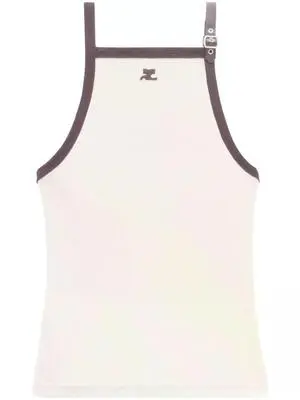 COURREGES Buckle-detail Cotton Tank Top - Neutrals