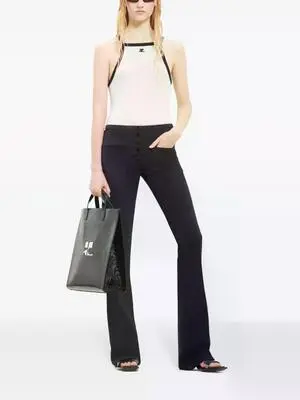 COURREGES Buckle-detail Cotton Tank Top - Neutrals