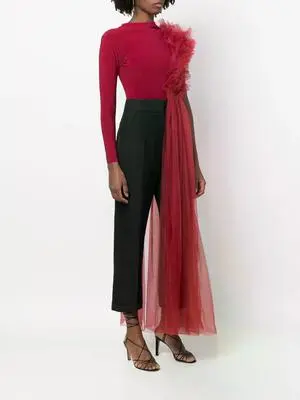 Alchemy Fashions Ruched One-shoulder Tulle Jersey Top