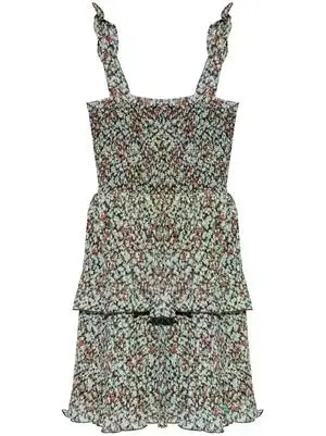 GANNI Printed Ruffled Mini Dress