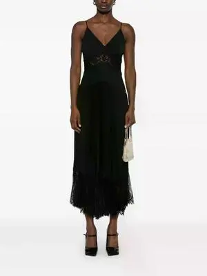 NISSA Lace-panel Midi Dress
