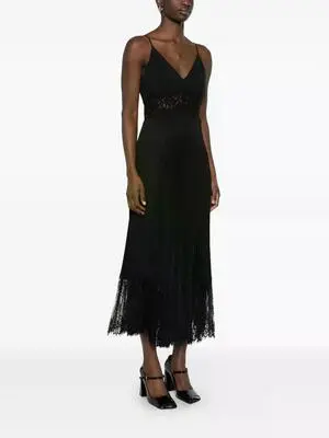 NISSA Lace-panel Midi Dress