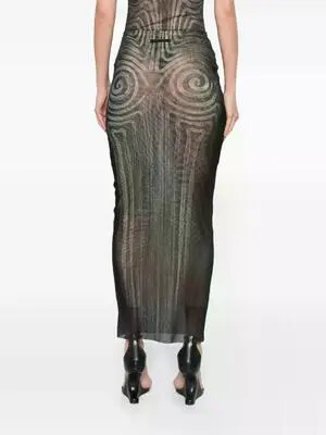 JEAN PAUL GAULTIER Spiral Mesh Maxi Skirt