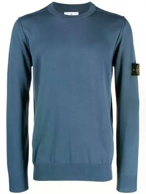 Stone Island Logo-patch Crew Neck Sweatshirt - Blue
