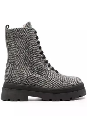 Fabiana Filippi Herringbone Lace-up Ankle Boots