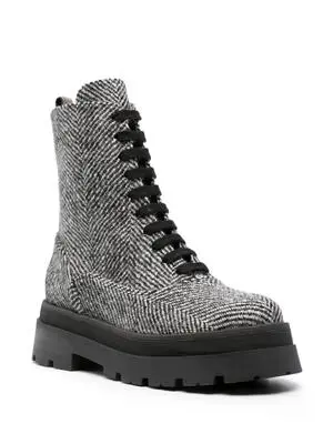 Fabiana Filippi Herringbone Lace-up Ankle Boots