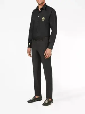 BILLIONAIRE Gordon Crest-embroidered Poplin Shirt