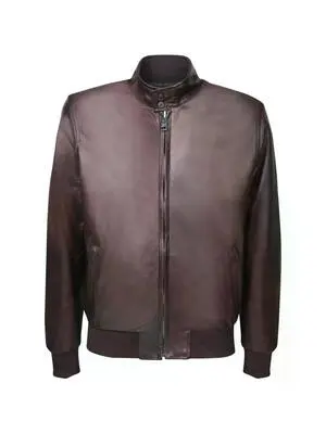 DELL'OGLIO Reversible Leather Bomber Jacket - Brown
