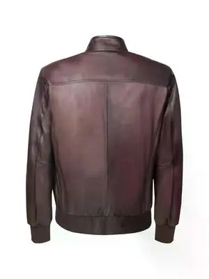 DELL'OGLIO Reversible Leather Bomber Jacket - Brown