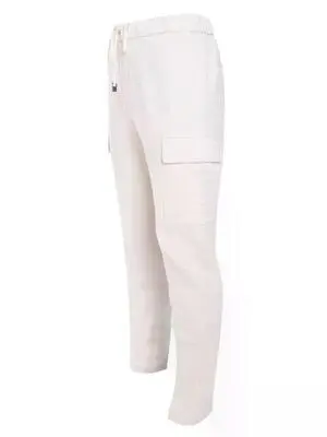 Peserico White Cotton Logo Plaque Track Pants