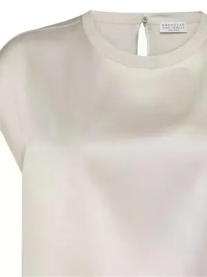 Brunello Cucinelli Cap-sleeve Satin Blouse