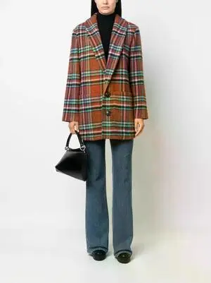Dsquared2 Check-pattern Single-breasted Wool Coat