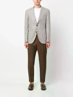 LARDINI Single Breasted Wool-blend Blazer - Neutrals