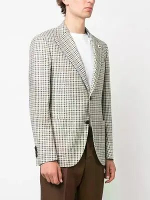 LARDINI Single Breasted Wool-blend Blazer - Neutrals
