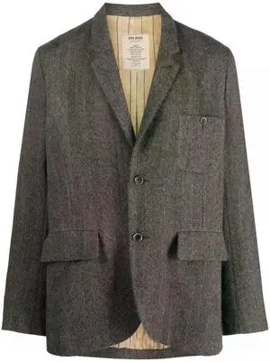 UMA WANG Herringbone-pattern Single-breasted Blazer - Neutrals