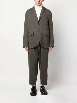 UMA WANG Herringbone-pattern Single-breasted Blazer - Neutrals