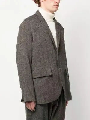UMA WANG Herringbone-pattern Single-breasted Blazer - Neutrals