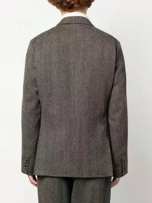 UMA WANG Herringbone-pattern Single-breasted Blazer - Neutrals