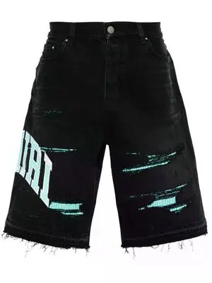 Amiri Logo-embroidered Denim Shorts