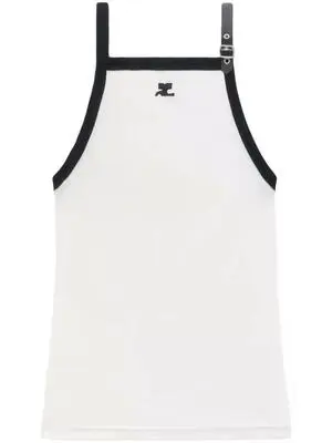 COURREGES Buckle Cotton Tank Top - White