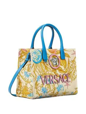 Versace Underwater Barocco Canvas Tote Bag - Neutrals
