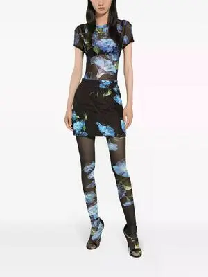 Dolce & Gabbana Floral-print High-waisted Miniskirt