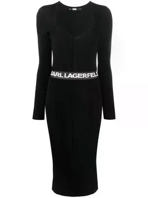 Karl Lagerfeld Logo-print Ribbed Dress