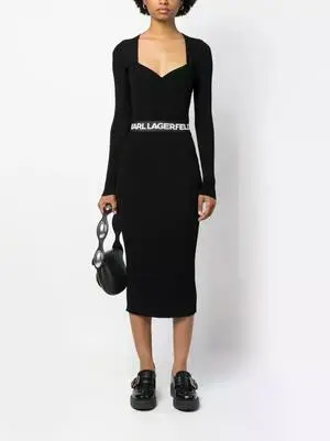 Karl Lagerfeld Logo-print Ribbed Dress