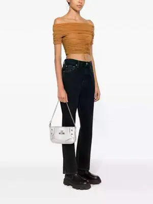 Moschino Logo-lettering Metallic Shoulder Bag - Silver