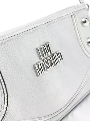 Moschino Logo-lettering Metallic Shoulder Bag - Silver