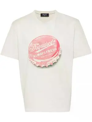 Dsquared2 Graphic-print Cotton T-shirt - Neutrals
