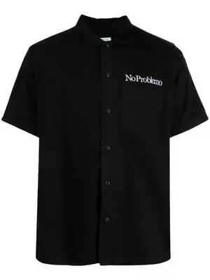 Aries Slogan-embroidered Cotton Shirt
