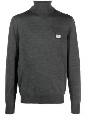 Dolce & Gabbana Logo-appliqué Wool Jumper - Grey