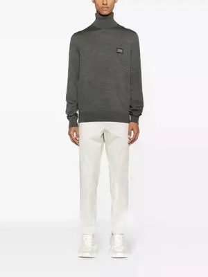 Dolce & Gabbana Logo-appliqué Wool Jumper - Grey