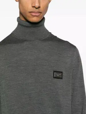 Dolce & Gabbana Logo-appliqué Wool Jumper - Grey
