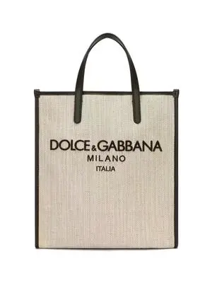 Dolce & Gabbana Canvas Shopping Tote Bag - Neutrals