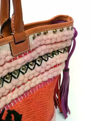 Emilio Pucci Embroidered Logo Striped Tote Bag