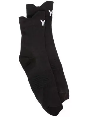 Y3 Logo-intarsia Ribbed Socks - Black