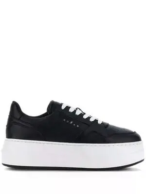 Hogan H670 Flatform Leather Sneakers - Black