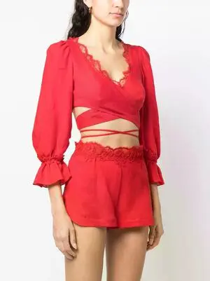 Ermanno Scervino Cropped Lace-detail Top