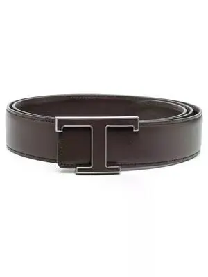 TOD'S Logo-buckle Leather Belt - Brown