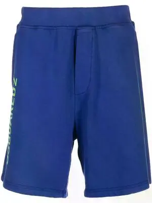 Dsquared2 Cotton Logo Print Shorts - Blue
