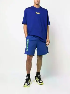 Dsquared2 Cotton Logo Print Shorts - Blue