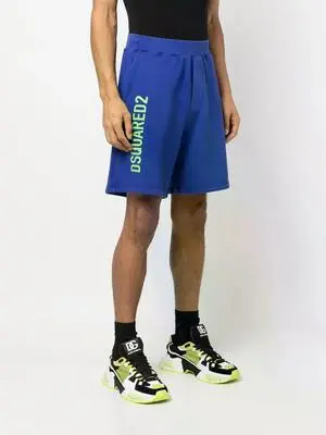 Dsquared2 Cotton Logo Print Shorts - Blue