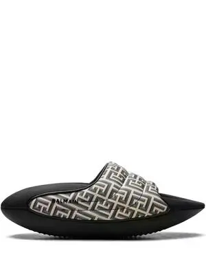 Balmain Padded Monogram Print Slides