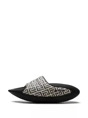 Balmain Padded Monogram Print Slides