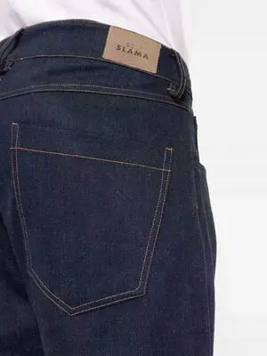 AMIR SLAMA Logo-patch Denim Shorts