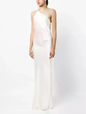 Michelle Mason Single-shoulder Maxi Dress - White
