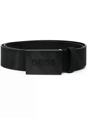 BOSS Logo-plaque Leather Belt - Black
