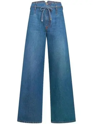 Etro Floral-embroidered Belted Wide Leg Jeans